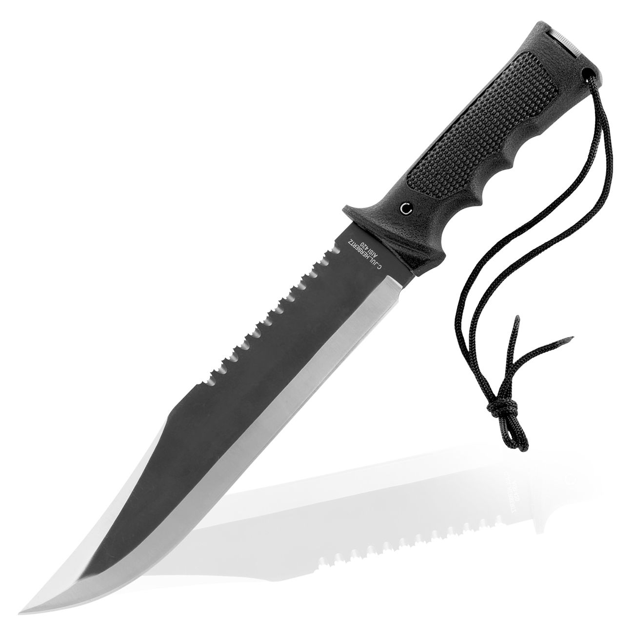 Herbertz Survival Knife, schwarz mit Lederscheide - Kotte & Zeller