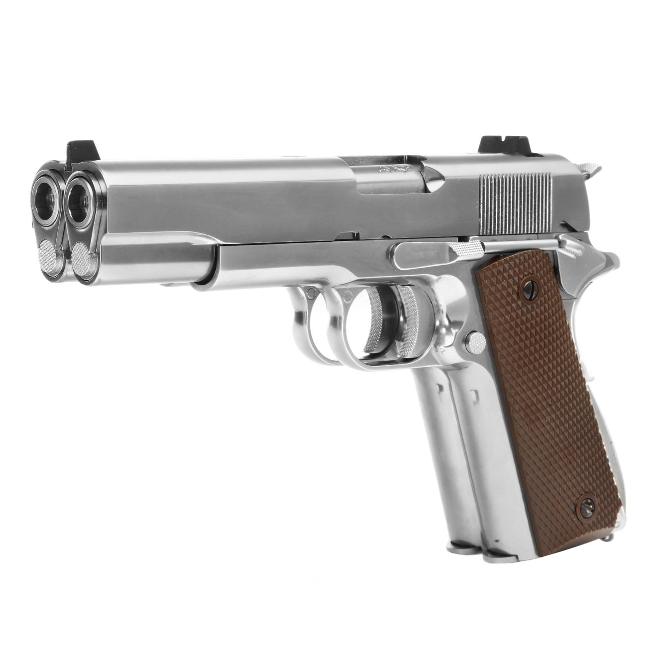 Wei-ETech M1911 Double Barrel Vollmetall GBB 6mm BB Chrome-Finish ...