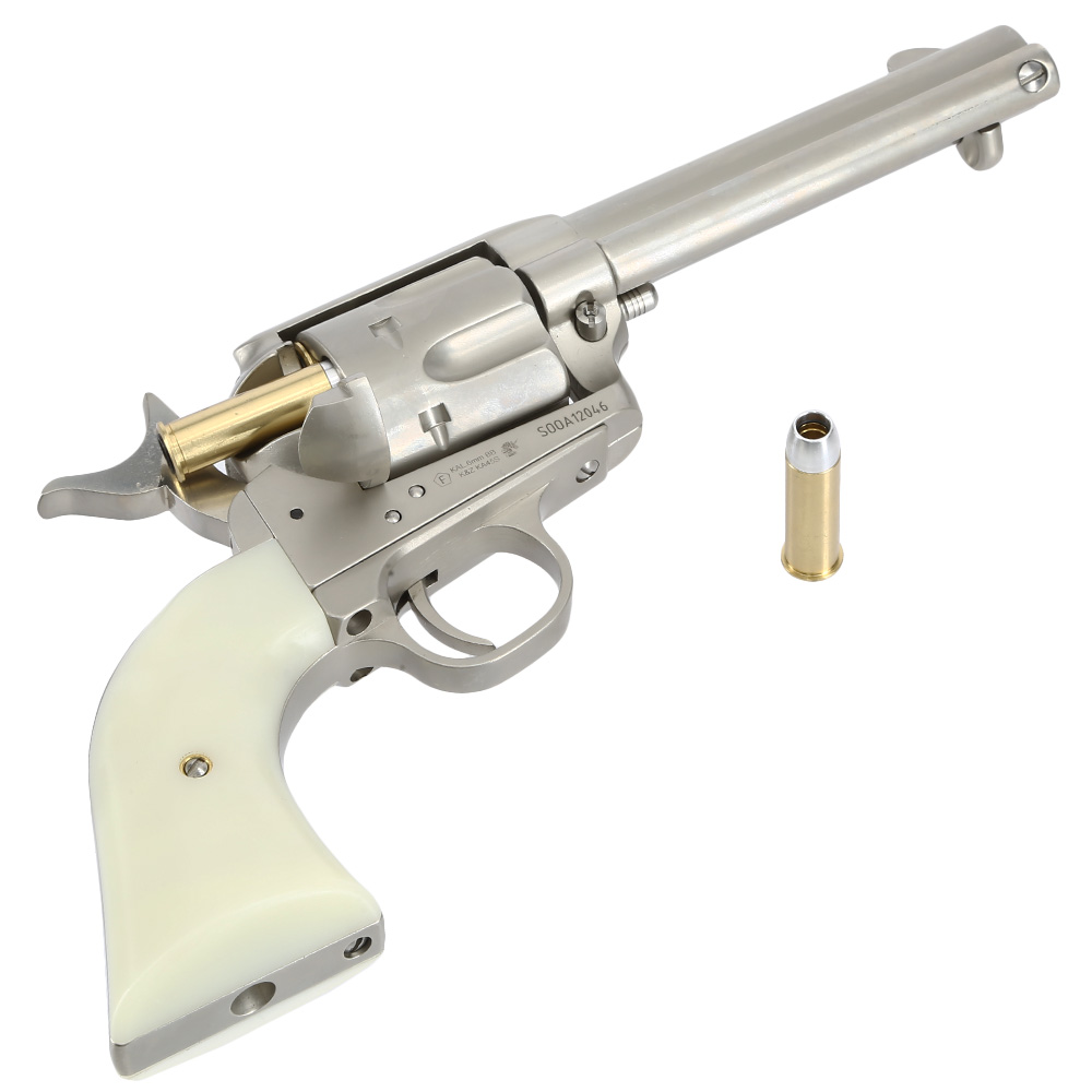 King Arms SAA .45 Peacemaker 4 Zoll Revolver Gas 6mm BB matt silber günstig kaufen