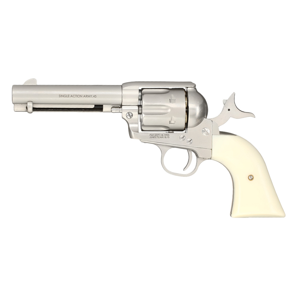 King Arms SAA .45 Peacemaker 4 Zoll Revolver Gas 6mm BB matt silber günstig kaufen