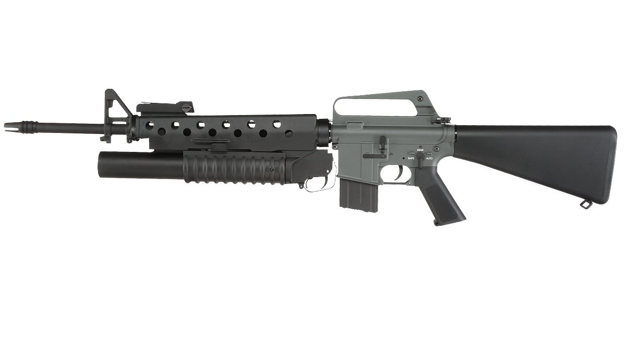 E&C M16A1 Rifle inkl. M203 Grenade Launcher Vollmetall QD-1.5 Gearbox S-AEG 6mm BB schwarz ...