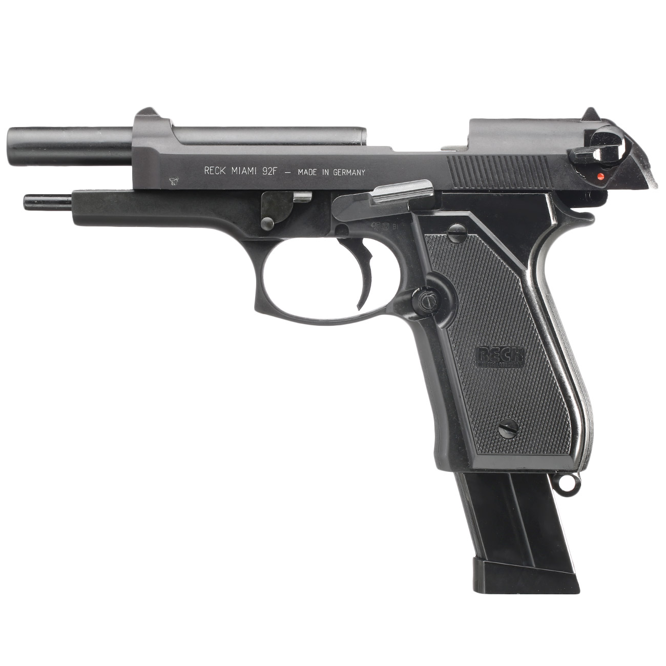 Reck Miami 92 F Schreckschuss Pistole 9mm P.A.K. brüniert - 16 Schuss ... Reck Miami 92 F Schreckschuss Pistole 9mm P.A.K. brüniert - 16 Schuss ...