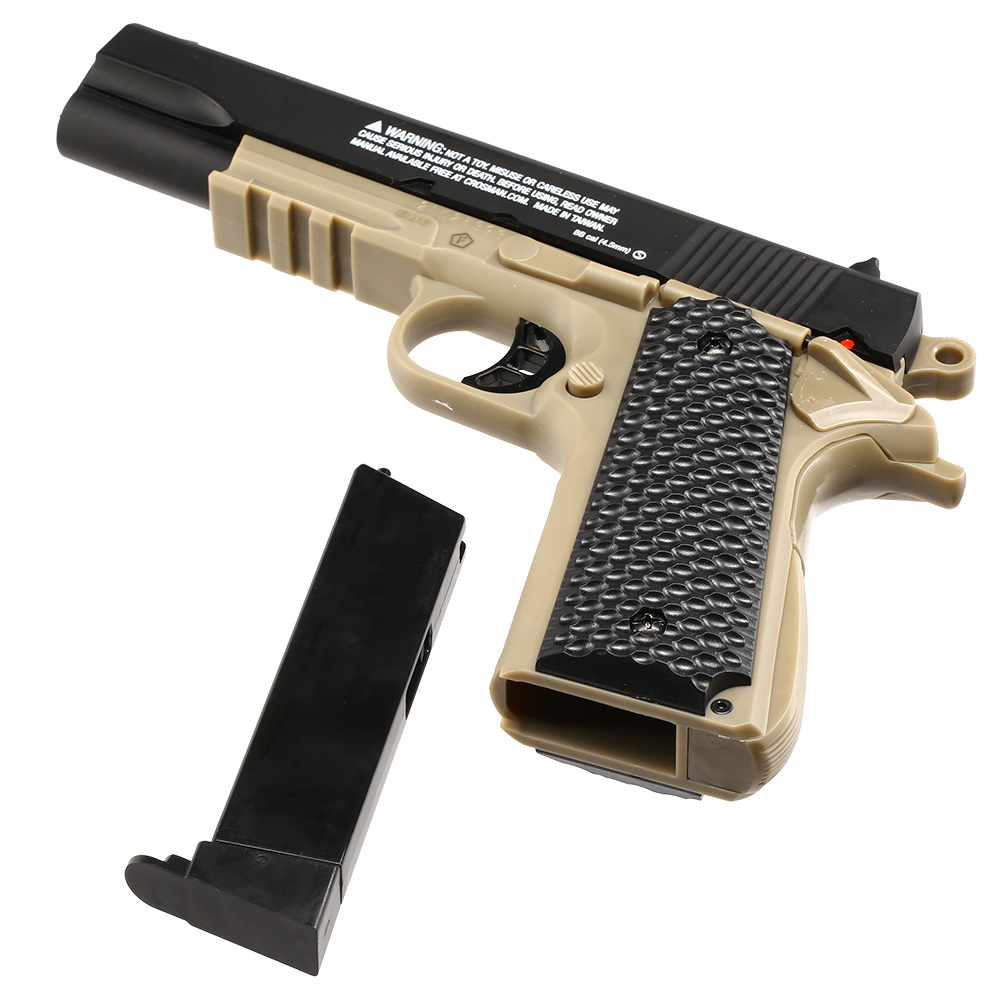 Crosman Classic 1911 Kit Federdruck Luftpistole Kal. 4,5 mm BB dark earth inkl. Zielscheibe und ...