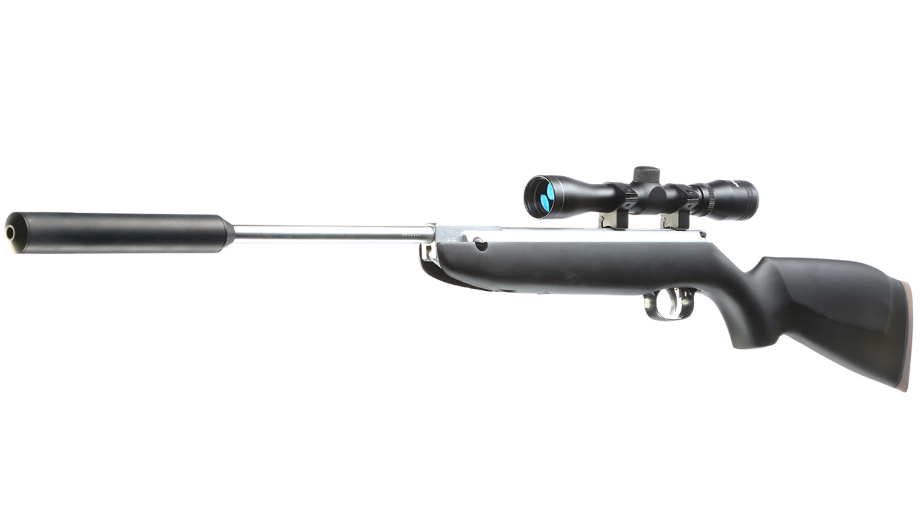 Weihrauch HW 30 vernickelt 4,5 mm Luftgewehrset mit Schalldämpfer und ...
