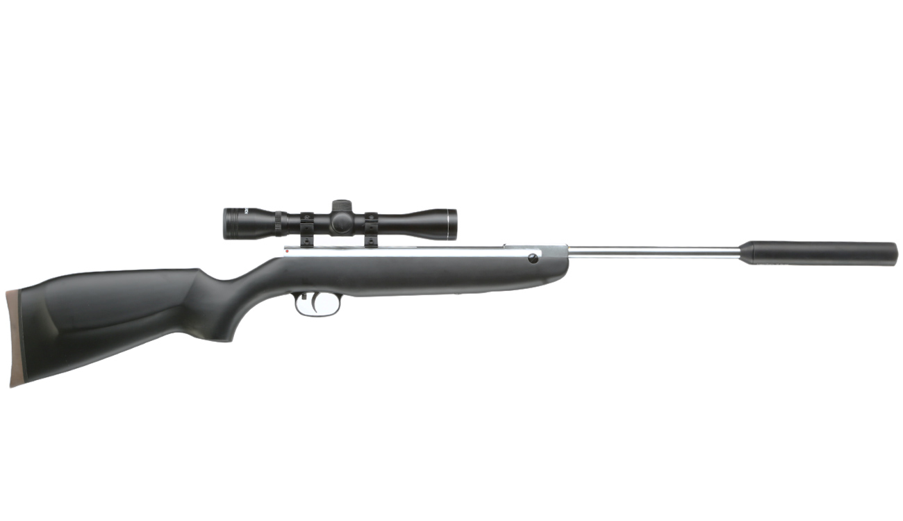 Weihrauch HW 30 vernickelt 4,5 mm Luftgewehrset mit Schalldämpfer und ...