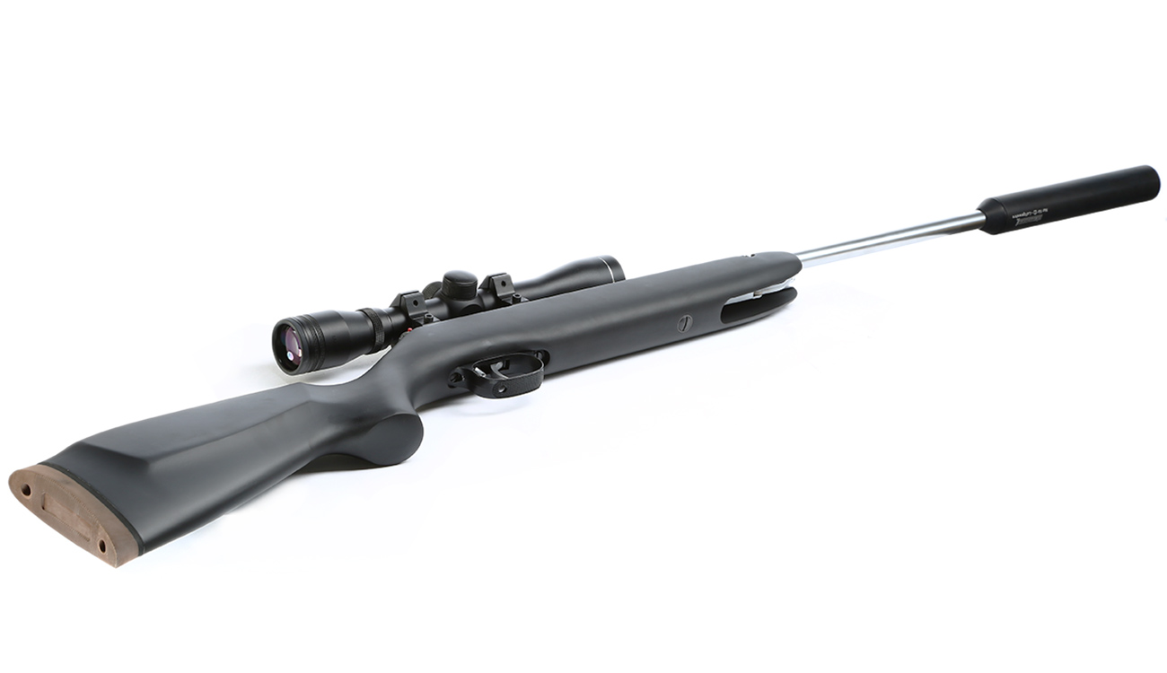 Weihrauch HW 30 vernickelt 4,5 mm Luftgewehrset mit Schalldämpfer und ...