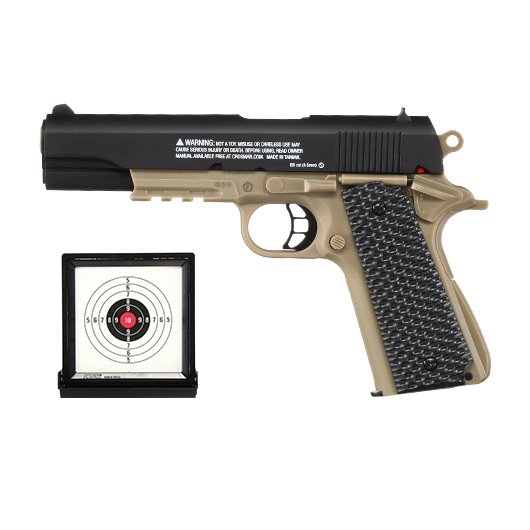 Crosman Classic 1911 Kit Federdruck Luftpistole Kal. 4,5 mm BB dark earth inkl. Zielscheibe und ...